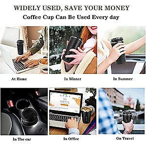 Insulated Coffee Mug with Lid, 18oz Vacuum Stainless Steel Tea Tumbler Cup, Durable Double Wall Leak-Proof Reusable Coffee Cup Thermos Mug for Travel Office School Party Camping (Black)