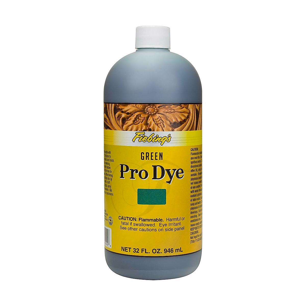Fiebing's Pro Dye Green 32 Oz - Permanent Penetrating Professional Oil Dye for Dyeing Leather