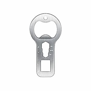 KITCHENDAO 4 in 1 Keychain Beer Bottle Opener, Portable Durable Stainless Steel Beer Opener, Gift for Men Father Husband Boyfriend, Silver 1 Pack