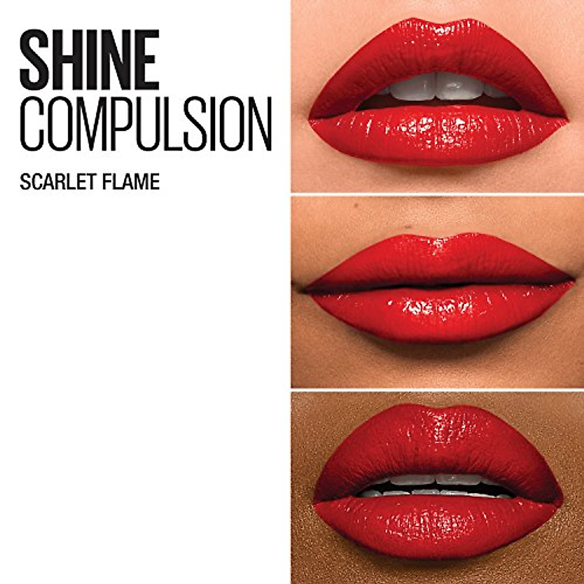 Maybelline New York Color Sensational Shine Compulsion Lipstick Makeup, Scarlet Flame, 0.1 Ounce