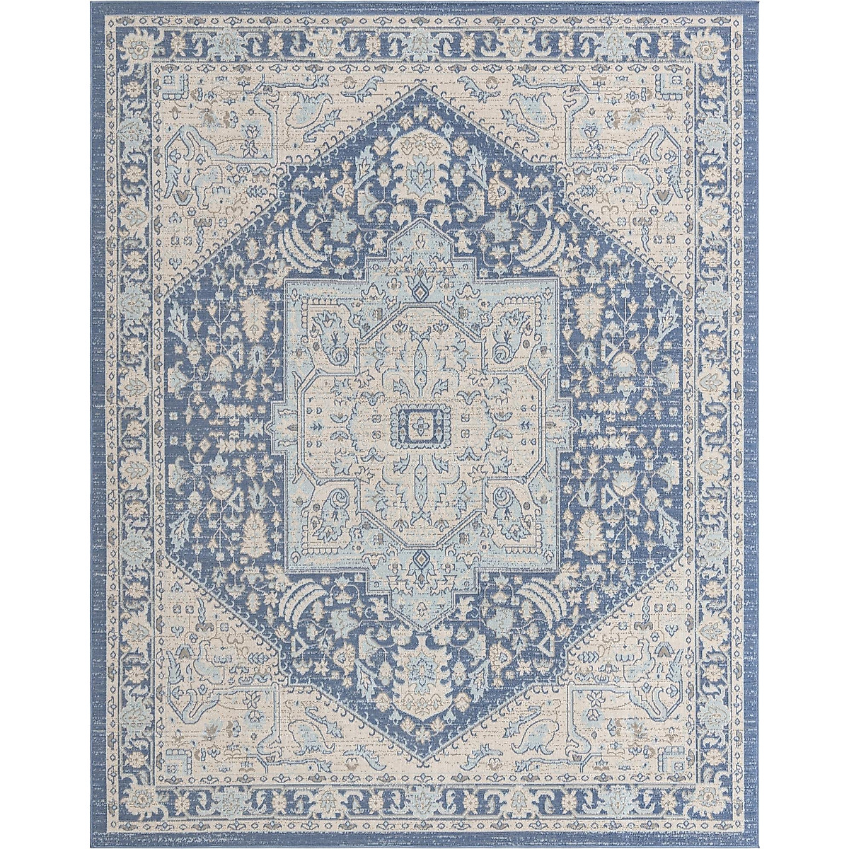 Unique Loom Whitney Collection Area Rug - Milano (7' 10" x 10' Rectangle, French Blue/ Ivory)