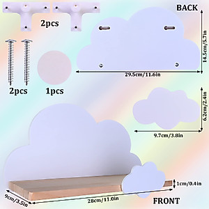 Haomian Cloud Shelves for Children’s Nursery Or Bedroom - Kids Nursery Room Shelves,Floating Bedroom Baby Book Shelf Storage Shelf, Cloud Floating Wooden Shelf Wall Decoration,White