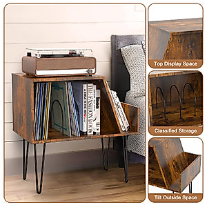 Record Player Stand,Vinyl Record Storage Cabinet,Turntable Stand with Multi-Compartment Design,Record Player Stand with Vinyl Storage Holds Up to 100 Albums (Light Brown)