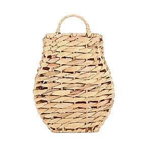 YRMT Water Hyacinth Woven Hanging Basket Wall Hanging Basket Decorative Front Door Basket Decor for Flower Plants Boho 15" x 10"