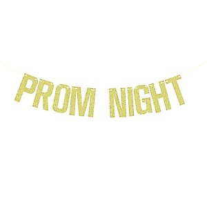 Prom Night Banner, Prom 2025 Decor, Class of 2025 Graduation Bunting Garland, Congrats Grad Party Decorations Gold Glitter