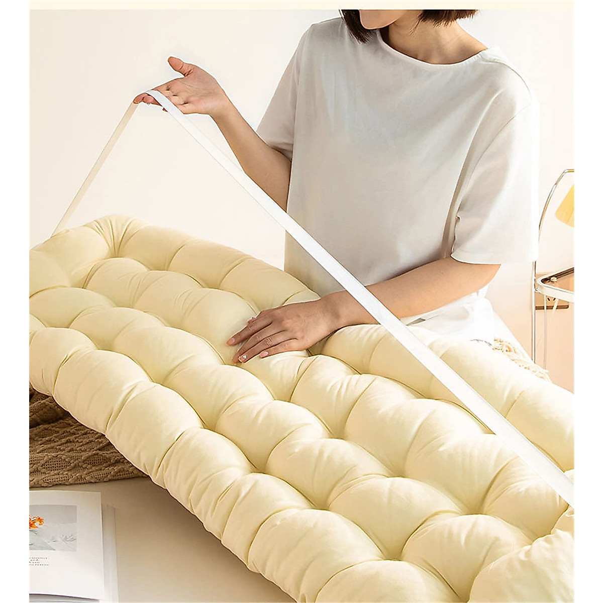 Topjia Headboard Pillow Upholstered Wall Mounted Headboard Dorm Bed Large Bolster Headboard Positioning Support Reading Pillow Cushion(Queen/130 * 50cm, White)