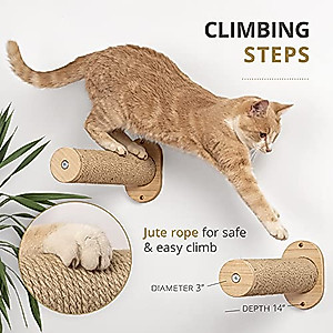 7 Ruby Road Cat Hammock Wall Mounted Cat Shelf with Two Steps - Cat Wall Shelves and Perches for Sleeping, Playing, Climbing, and Lounging - Modern Cat Bed & Furniture for Large Cats or Kitty