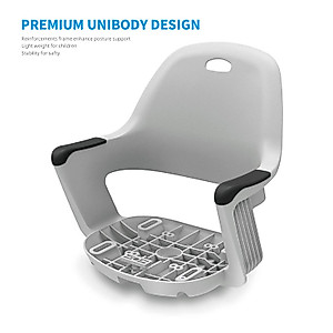 SitRite Ergonomic Kids Desk Chair, Lumbar Support Study Desk Task Chair with Footrest, Height Adjustable Seat, Smooth Rolling Wheels for Student and Children, Cyber Gray