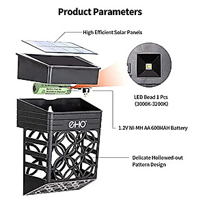 EHO Solar Deck Lights, Solar Fence Lights Outdoor Waterproof LED Garden Decorative Lighting for Post, Patio, Front Door, Step, Stair, Pool and Yard, Warm White, 4 Pack