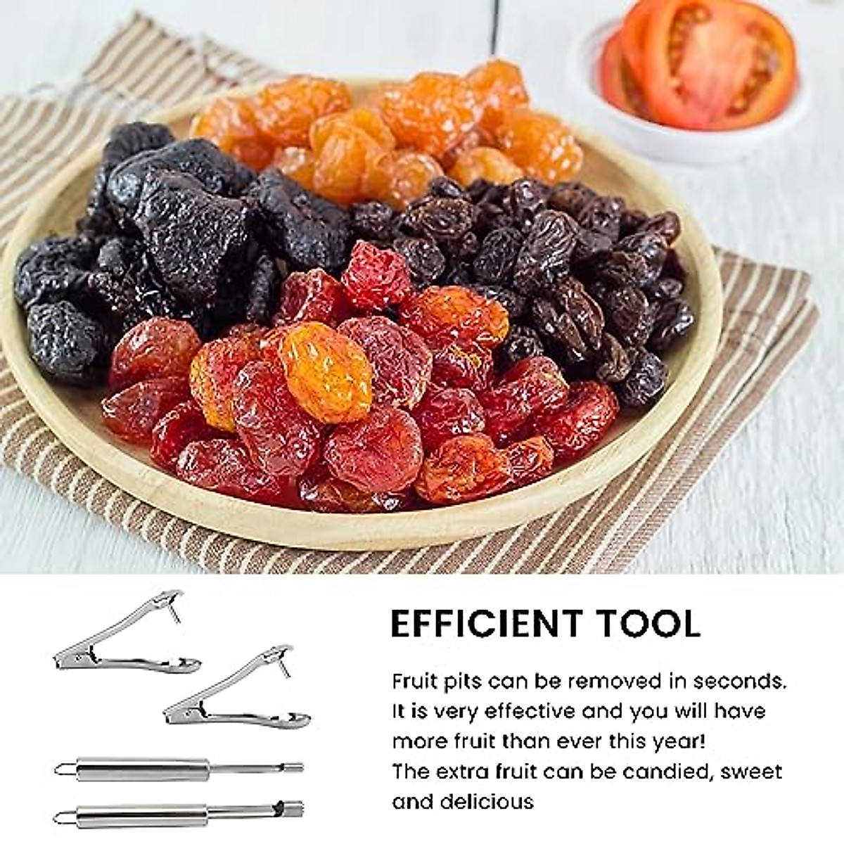 CALIDAKA Cherry Pitter Tool, 4PCS Stainless Steel Pitter Tool, Portable Cherry Remover Olives Pitter Tool, Kitchen Pitter for Cherry, Olives, Hawthorn, Red Date