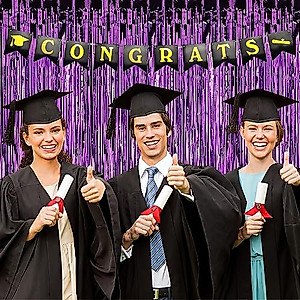 Mtkocpk Purple Party Decorations - 3-Pack of 8x3.2 Feet Purple Foil Fringe Streamers Curtains Perfect for Gender Reveals, Bachelor Parties, Mermaid, and Butterfly Themed Birthday Party Decor