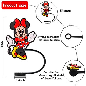 15PCS Straw Covers Straw Covers Cap Cute Silicone Reusable Straw Toppers Drinking Straws Party Birthday Party Gifts Portable for 6-8 mm Straws (Cute Style)