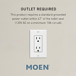 Moen EB1000 3-Series Standard Electronic Bidet Toilet Seat, White