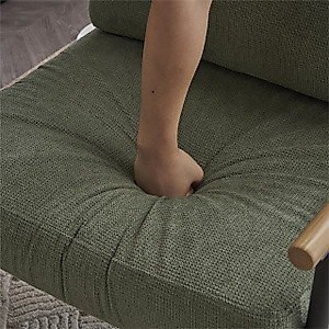 Penifun Modern Chic Accent Metal Frame, Upholstered Chenille Living Room Chairs with Removable Seat & Back Cushion, Comfy Leisure Lounge Reading Side Armchair for Bedroom, Green