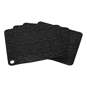 Camco Flexible Grip Pads for RV Leveling Blocks, 10-Inches (L) x 9 ½-Inches (W) | Protects Your Leveling Blocks from Uneven Surfaces | Easy to Carry and Store | 4-Pack (44529), Black