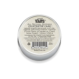 Daddy Van's® All Natural Beeswax Countertop Care for Soapstone, Slate, Concrete Composite and Butcher Block Counter Tops - Food Safe, Chemical-Free and Non-Toxic - 6 Oz. Tin
