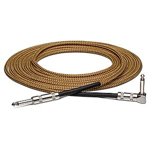 Hosa GTR-518 Straight to Right Angle Tweed Guitar Cable, 18 Feet