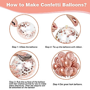 RUBFAC Rose Gold Birthday Decorations for Women and Girls, Rose Gold Party Decorations Set,Happy Birthday Banner, Metallic Rose Gold Confetti Balloons, Foil Balloons