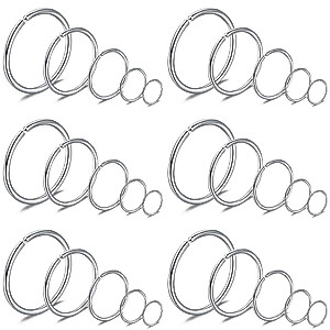 SCERRING 20G Stainless Steel Fake Nose Septum Hoop Rings Lip Helix Cartilage Tragus Ear Eyebrow Ring Piercing Jewelry 6mm 8mm 10mm 12mm 14mm 30PCS Silver
