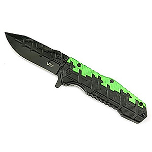 Vulcan Gear Digital Camo Assisted Open Metal Folding Knife (Green)