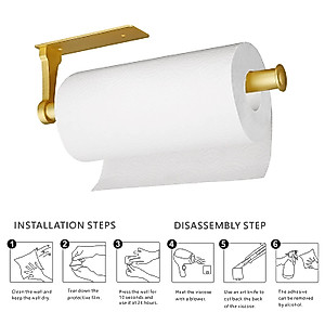 Paper Towel Holder,Paper Towel Holder Under Cabinet Bulk- Self-Adhesive,Paper Towel Holder Wall Mount Both Available in Adhesive and Screws,Sturdy and Durable(Rose Gold)