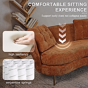 64“Modern Velvet Loveseat Couch,Futon Small Sofa with Gold Metal Legs 2-Seater Upholstered Mini Sofa Couches for Small Space,Living Room Bedroom Office Dorm Studio Apartment Love Seat Couche (Orange)