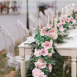 Fulercni 10PCS Fake Rose Garland, 7.5Ft Artificial Vines Flowers Hanging Rose Vine for Wedding Home Office Arch Arrangement Decoration