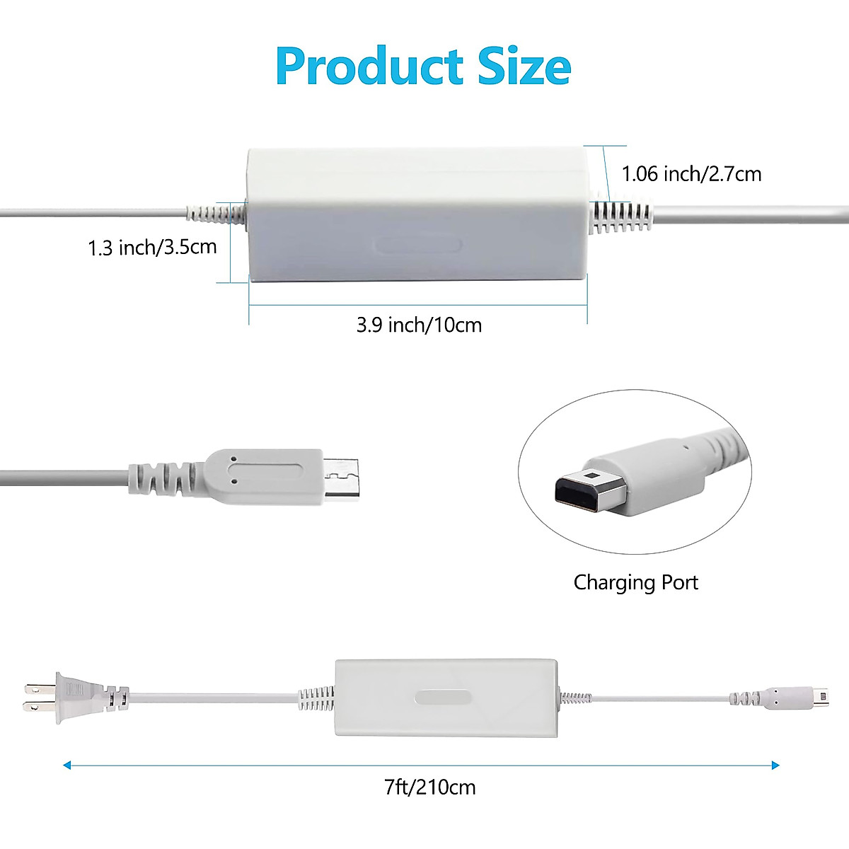 BXIZXD Charger for Wii U Gamepad, AC Power Adapter Charging Cord Replacement for Nintendo Wii U Gamepad