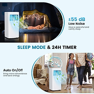 PETSITE 8000 BTU Portable Air Conditioner, 3 in 1 AC Cooling Unit with Remote Control, Dehumidifier, Sleep Mode, Window Kit, Personal AC Unit for Bedroom