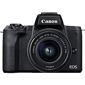 Canon EOS M50 Mark II Mirrorless Digital Camera 24.1MP Sensor with EF-M 15-45mm is STM Lens + 128GB Memory Card + Camera Case+ TopKnotch Accessories Kit (International Model) (Renewed)