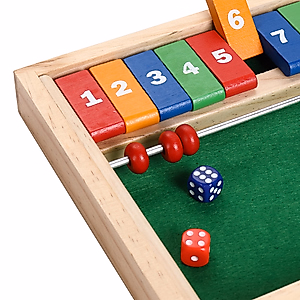 STERLING Games Kids Shut The Box Game for 2 Players | Wooden Math Toy Dice Game for Kids and Small Children | STEM Educational Toy for Learning Mathematics and Addition