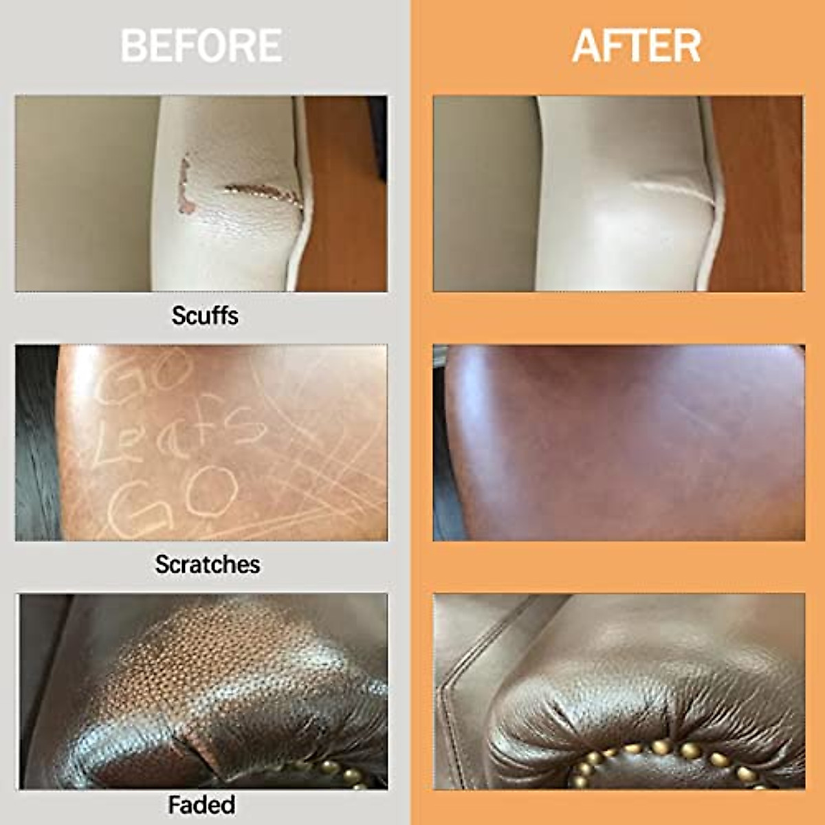 SEISSO Leather Repair Kits for Couches, Restoring Touch up Leather and Vinyl Furniture Car Seat Jacket, Leather Repair Color Gel Covers Scratches, Scrapes, Scuffs, Scuffed & Faded Leather, 12 Color