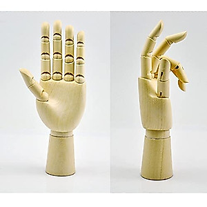 Wood Artist Drawing Manikin Articulated Mannequin with Wooden Flexible Fingers 2 pcs(10 inches-Left Hand&Right Hand)