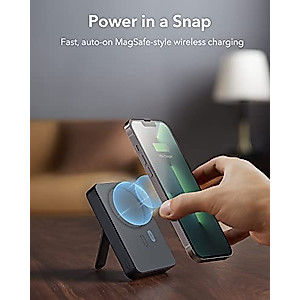 ESR MagSafe Battery Pack (HaloLock), 10,000mAh MagSafe Power Bank with USB-C Cable, Kickstand Magnetic Wireless Power Bank for iPhone 14/13/12, MagSafe Portable Charger, MagSafe Accessories, Black