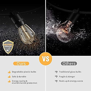 Guntsous Solar String Lights Outdoor: 29FT (11+18) Solar Powered Outside IP65 Waterproof Hanging Warm White Led 10*S14 Edison Bulbs for Patio Garden Pool Yard Porch Gazebo Decorations