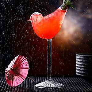 Yardwe Glass Cups 4pcs Bird Cocktail Glasses Clear Glass Martini Glasses Glass Goblets for Whiskey Margarita Aperitif Bar Pub Martini Glasses for Kitchen Bar Party Wedding Flamingo