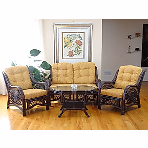 Malibu Lounge Living Accent Armchair Natural Rattan Wicker Handmade Design with Cushion