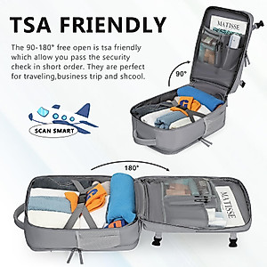 Snoffic Travel Backpack Men Women, Carry-ons Backpack Personal Item Size, Waterproof College Backpack, Business Work Hiking Casual Daypack Bag, Fits 17.3" Laptop, Dark Grey