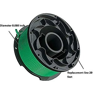 SF-080 Replacement Spool，GH3000 Trimmer Spools, Auto Feed Replacement Spools,20-Foot, 0.08-Inch, Auto Feed,Compatible with Black and Decker Weed Eater LST540 LST540B SF-080-BKP String Trimmer- 7 Pack