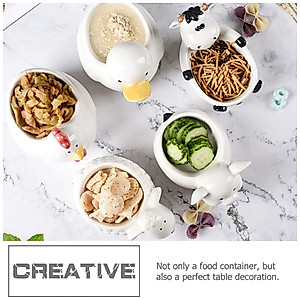 YARNOW Ceramic Animal Shape Bowl, 1 Pcs Cute Ceramic Bowl with Chicken Shaped, Reusable Creative Salad Bowl for Home Kitchen Restaurant (5. 5 x 3. 7 Inch Calf)