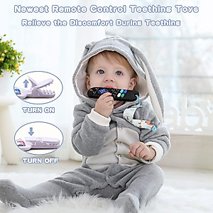 X-KIDS Baby Gamepad Teething Toys, Remote Control Teether Toys with 2 Pacifier Clips Soft-Textured Chew Sensory Toys for Babies 0-6 6-12 Months BPA Free, Silicone, 2-Pack