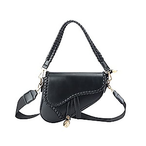 KUANG! Women Saddle Tote Handbag Purse Woven Underarm Satchel Clutch Shoulder Purse Crossbody Bag