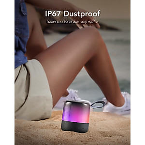 Soundcore Glow Mini Portable Speaker, Bluetooth Speaker with 360° Sound, Light Show, 12H Battery, Customizable EQ and Light, IP67 Waterproof and Dustproof, for Camping, Home, and Beach Parties