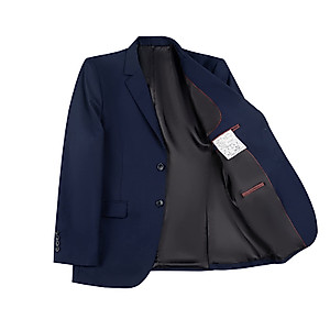 Furuyal Men's 2 Piece Suits Slim Fit 2 Button Dress Suits Prom Wedding Tuxedo Jacket for Men Suit Jacket and Pants Navy Blue 3XL