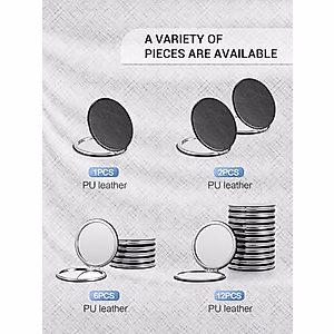 Getinbulk Compact Magnifying Mirror Bulk, Set of 12 Round Double-Sided 1X/10X Magnification PU Leather 2.8"(White)