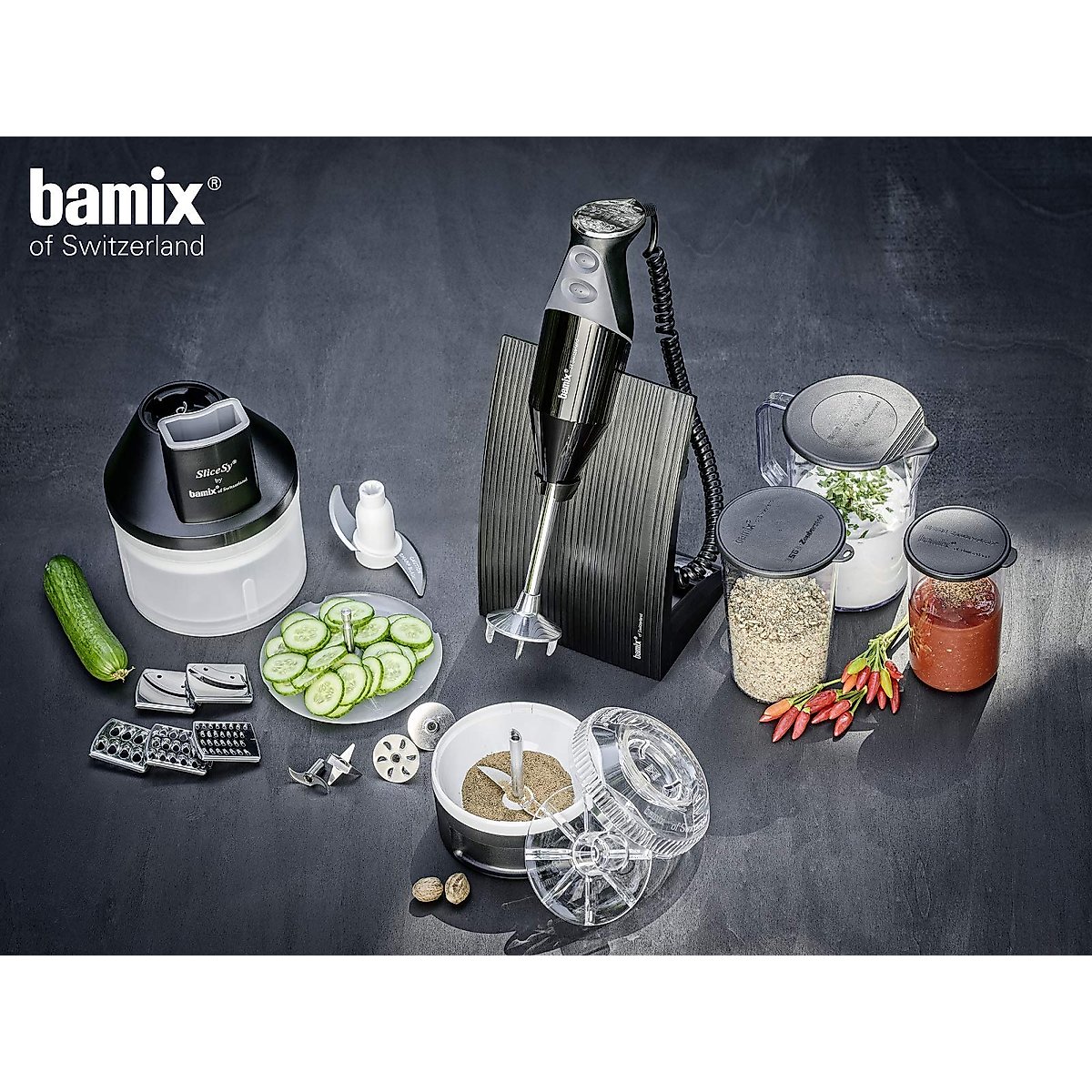 Bamix 1000ml Graduated BPA-Free Blending Pitcher with Handle Jug – Practical and Durable Container – Perfect Accessory to Immersion Blenders – Freezer, Microwave, and Dishwasher Safe