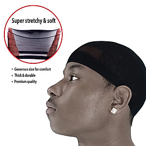 24 Pcs Wave Cap Stocking Caps Stretch Compression Long Lasting Lightweight Comfortable Fit Durable Mens Dome Cap Loc Cap Sleeping Hair Caps Wave Caps for Men (Black - 12 Pack of 2 Pcs)