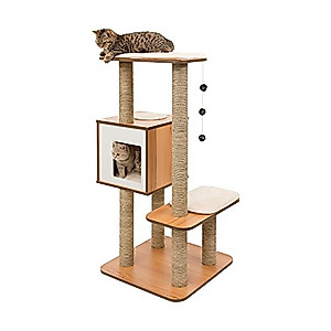 Vesper Cat Tree, High Base, Oak, 52063, 56 x 56 x 81.5 cm (22 x 22 x 32 in)