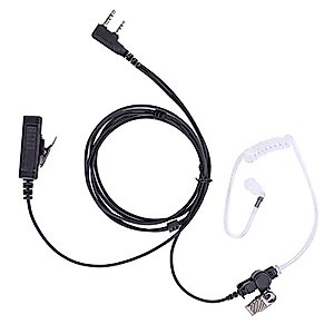 POFENAL Compatible with BF UV-5R, BTECH, Kenwood, retc 15 /Retevis RT21 RT22 Walkie Talkie with Big PTT Mic Tansparent Air Acoustic Tube Headset 2-Wire 2 Pin Earpiece Surveillance Kit