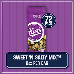 Kar’s Nuts Original Sweet ‘N Salty Trail Mix, 2 oz Individual Snack Packs – Bulk Pack of 72, Gluten-Free Snacks